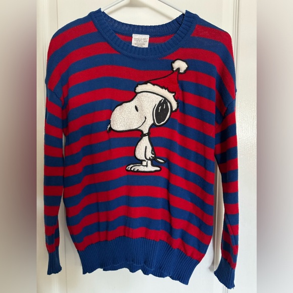 Peanuts | Sweaters | Peanuts Snoopy In Santa Hat Red And Blue Striped ...